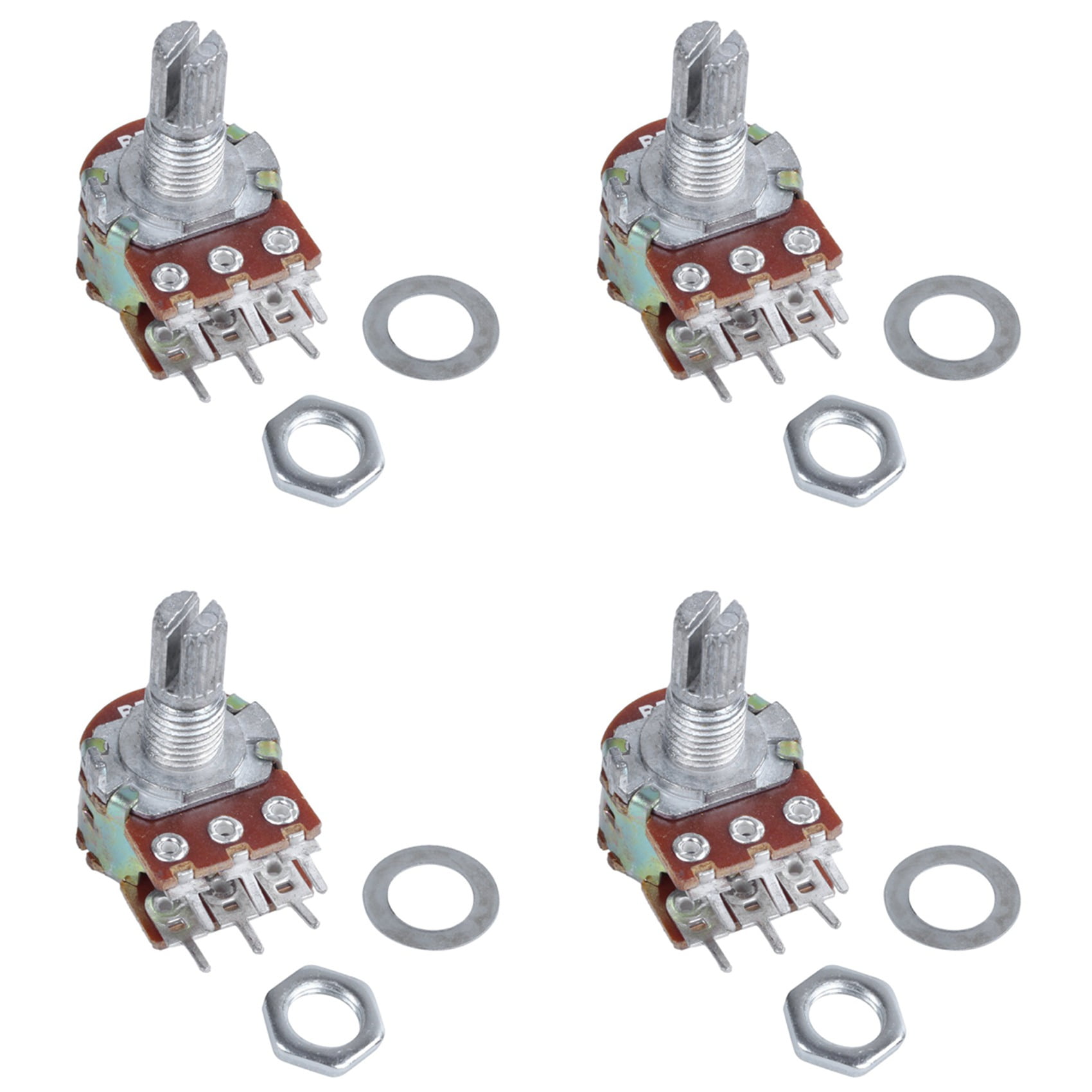 4 Pcs Silver Metal B50K 50K Ohm 6-Pin Trim Potentiometer 3.8x2.8x1.7cm - Walmart.com
