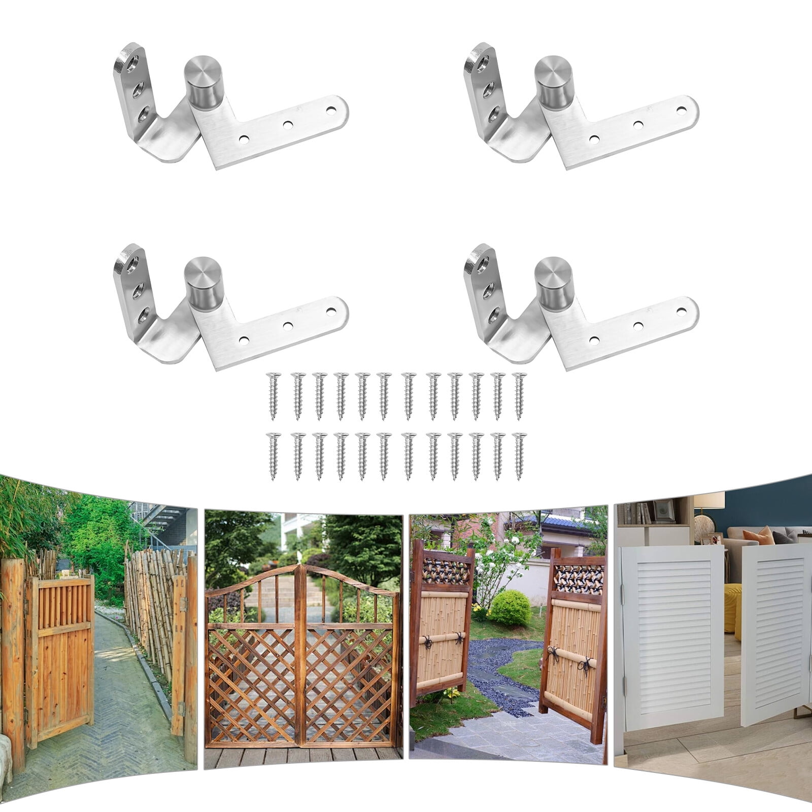 4 Pcs Silver Pivot 201 Stainless Steel Door Hinges with 50kg Load Capacity Door Hinges,Heavy ...