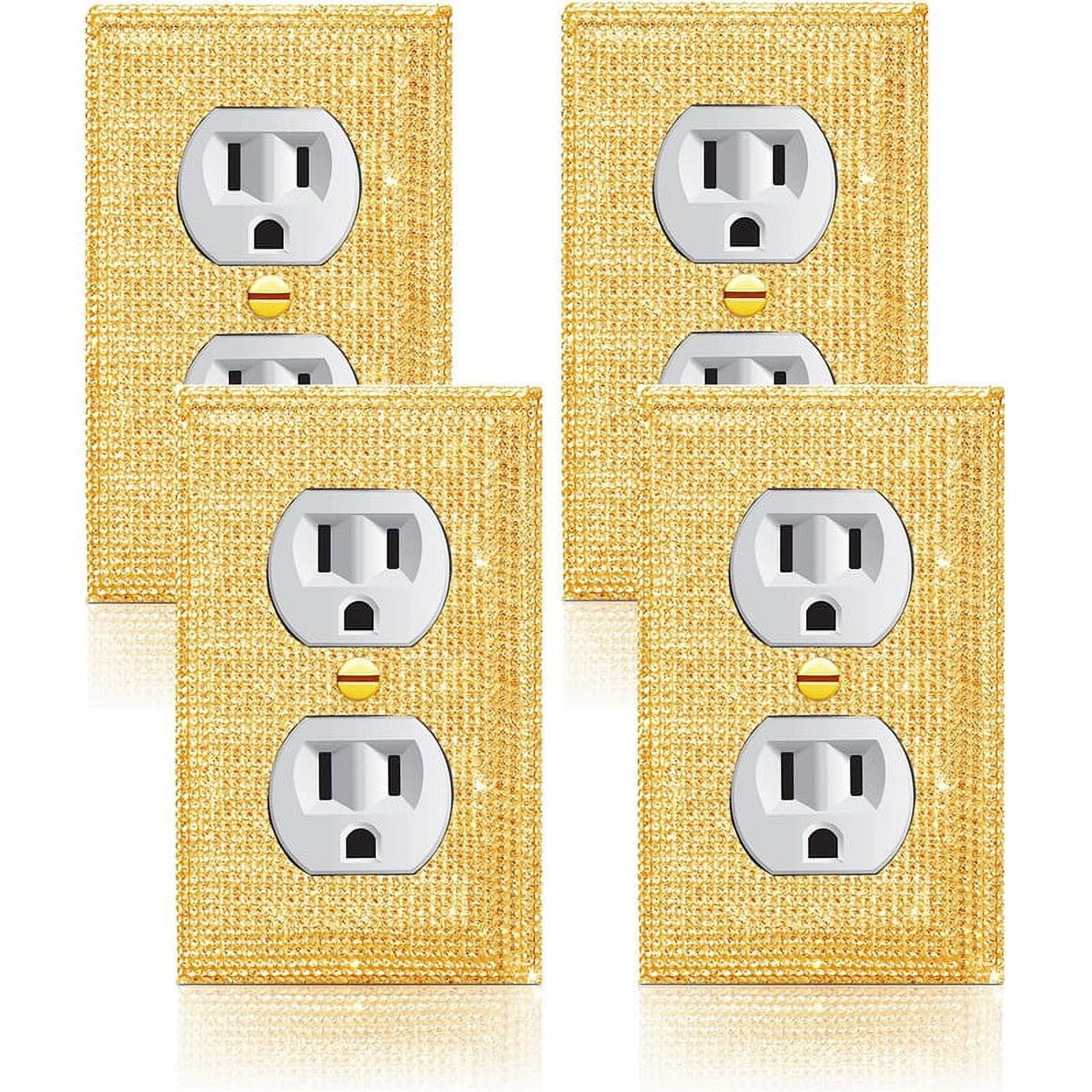 4 Pcs Silver Shiny Silver Golden Rhinestones Wall Plate Single Toggle ...