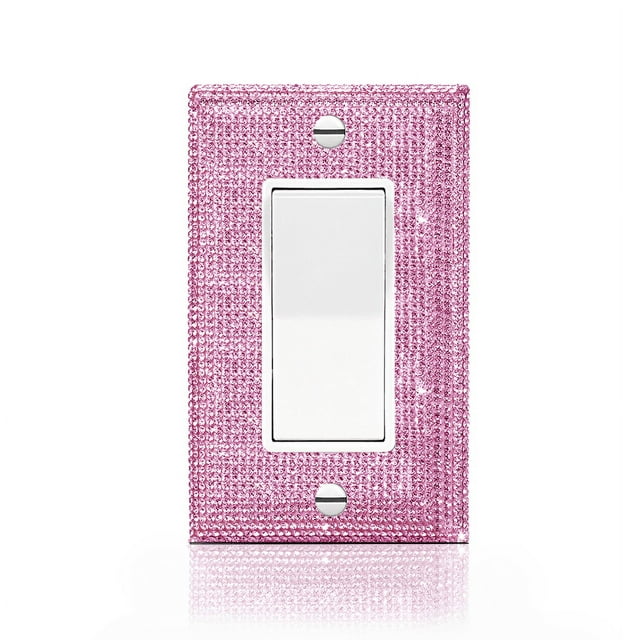 4 Pcs Silver Shiny Silver Pink Rhinestone Light Switch Or Outlet ...