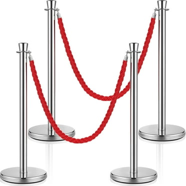 6PCS Stanchion Set, Stanchion Posts Queue Pole 5Ft 3 Red Velvet Ropes ...