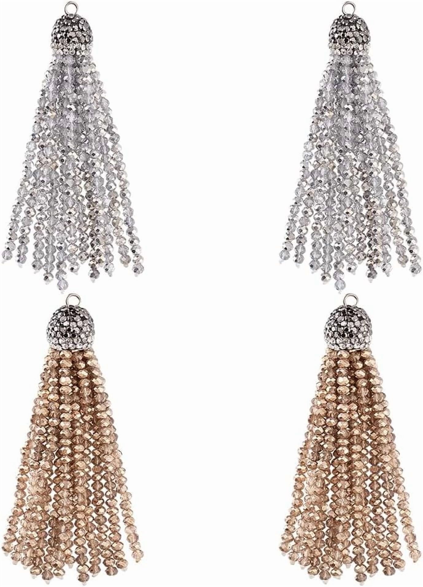 4 Pcs Silver and Gold Metal Tassel Charm Alloy Curb Chain Tassel ...