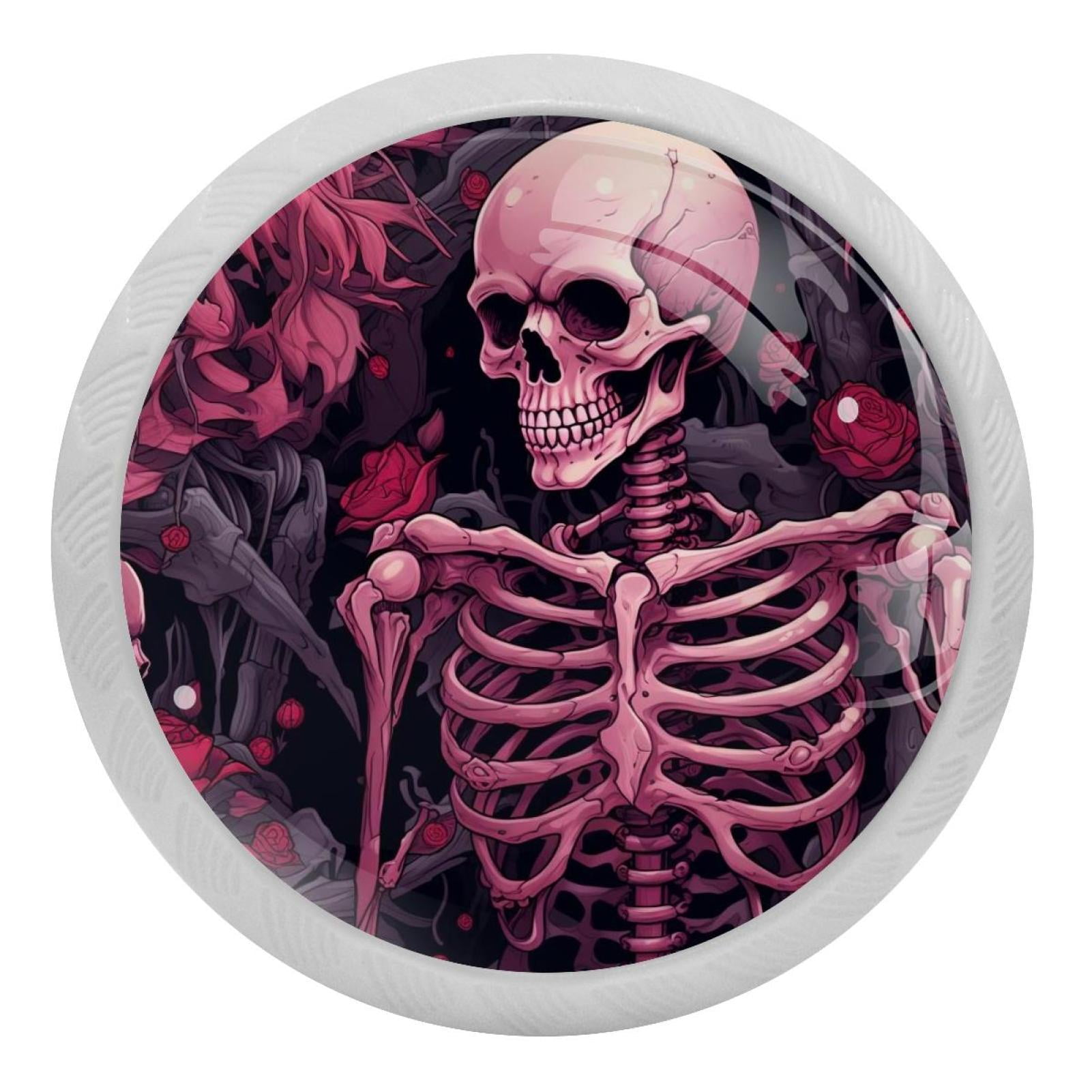 4 Pcs Skull Skeleton Crystal Glass Drawer Knob Pull Handle Ergonomic ...