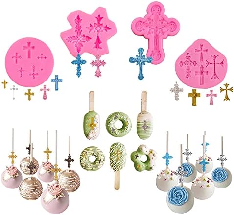 4 Pcs Small Chocolate Molds Baptism Cake Decorations Cross Cake Candy ...