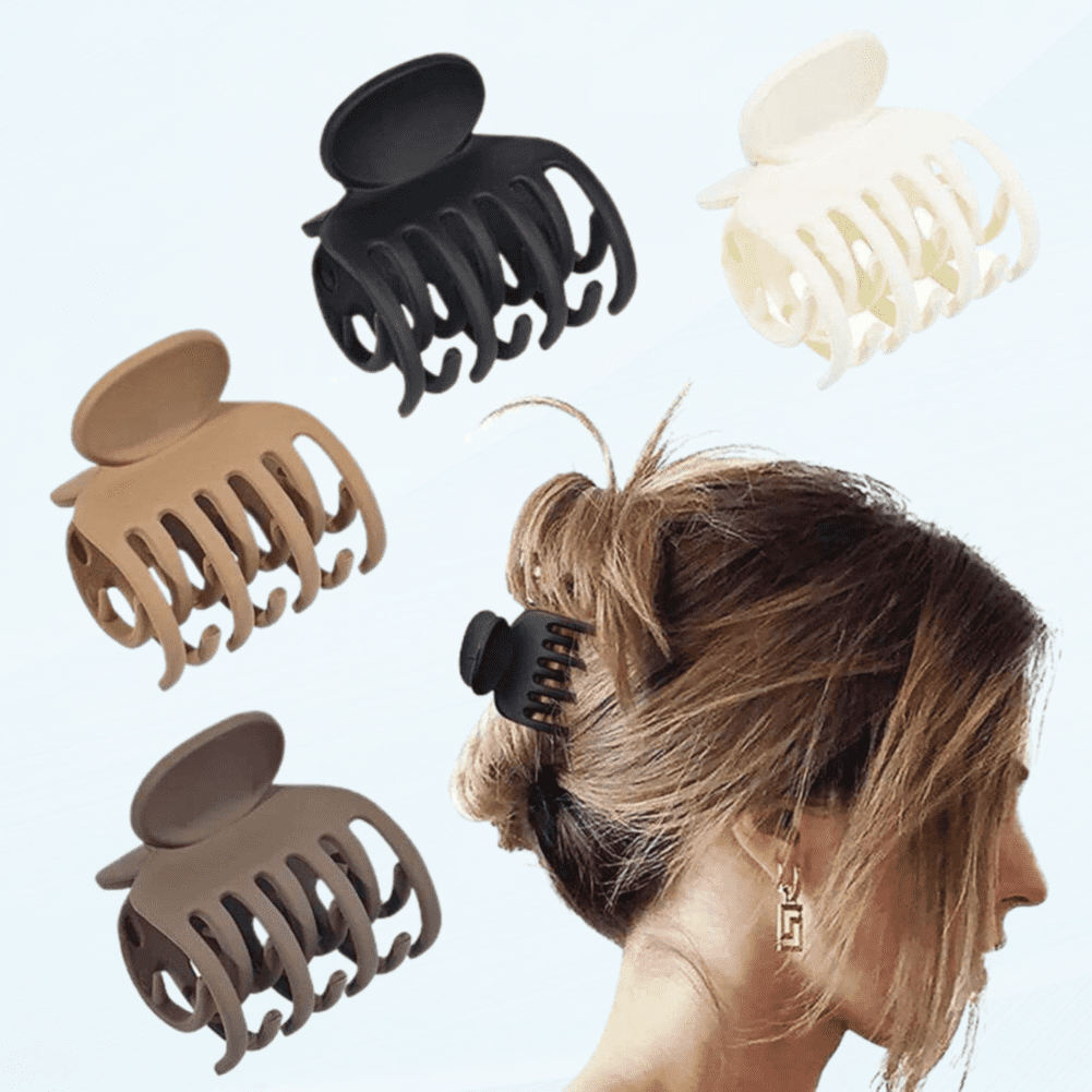 4 Pcs Small Hair Claw Clips for High Ponytail, 1.6 Inch Dark Colored ...