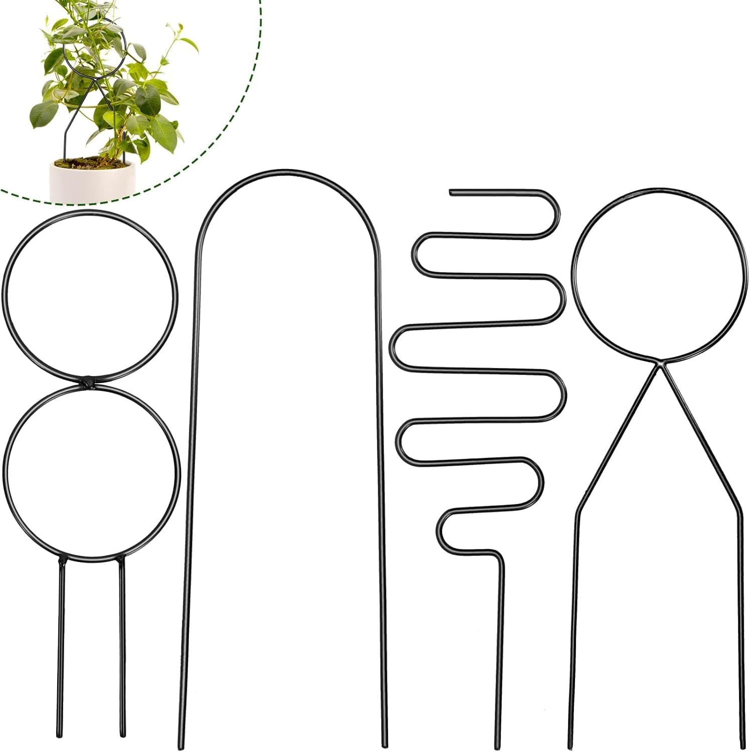 4 Pcs Small Metal Plant Trellis for Indoor Potted Plants, Mini Gold ...