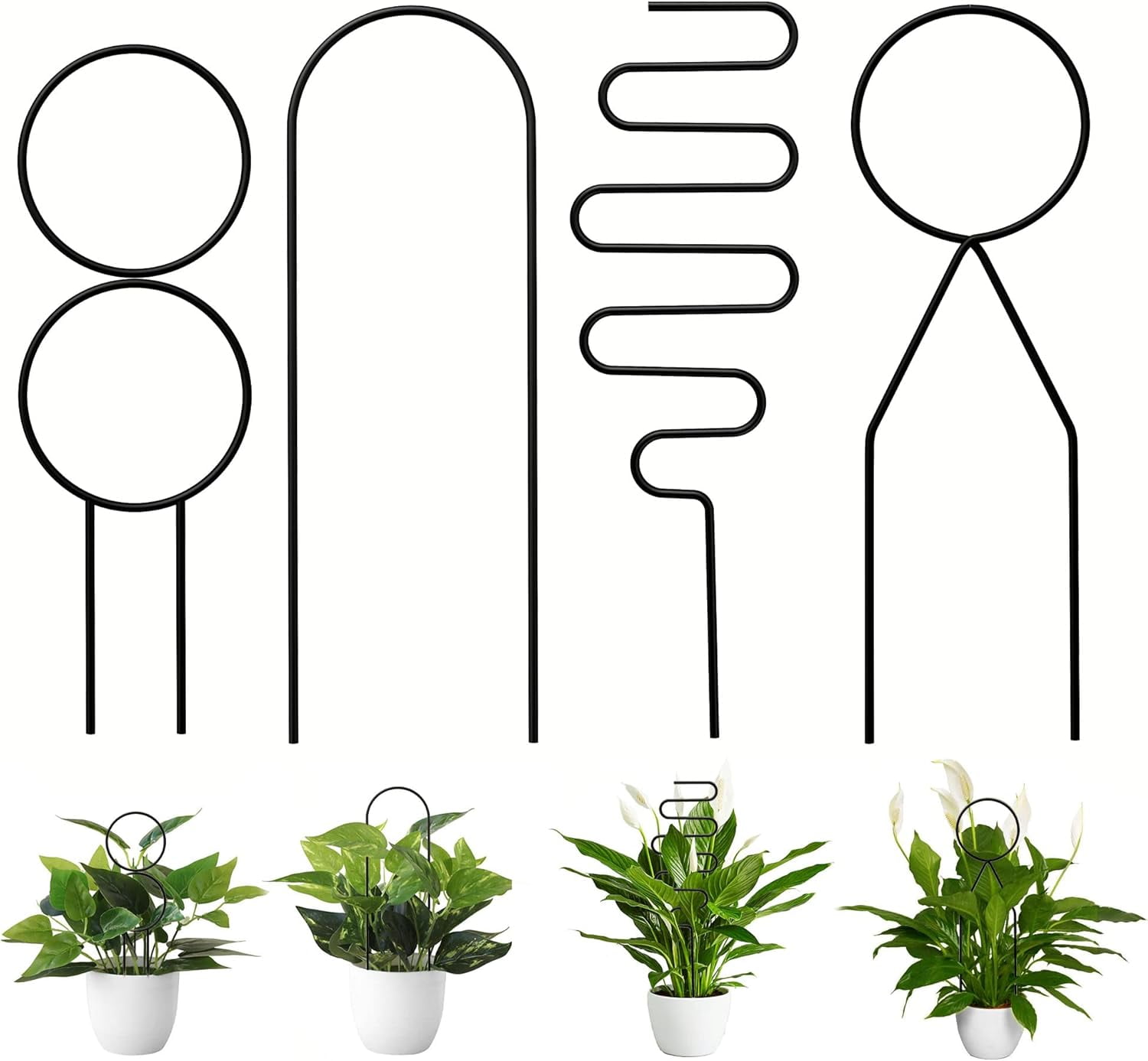 4 Pcs Small Metal Trellis for Potted Plants,Gold Trellis for Climbing ...