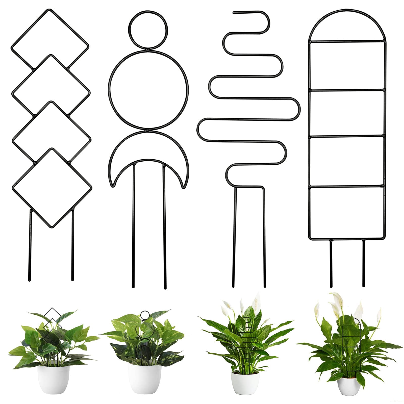 4 Pcs Small Metal Trellis for Potted Plants Indoor Climbing Plant ...