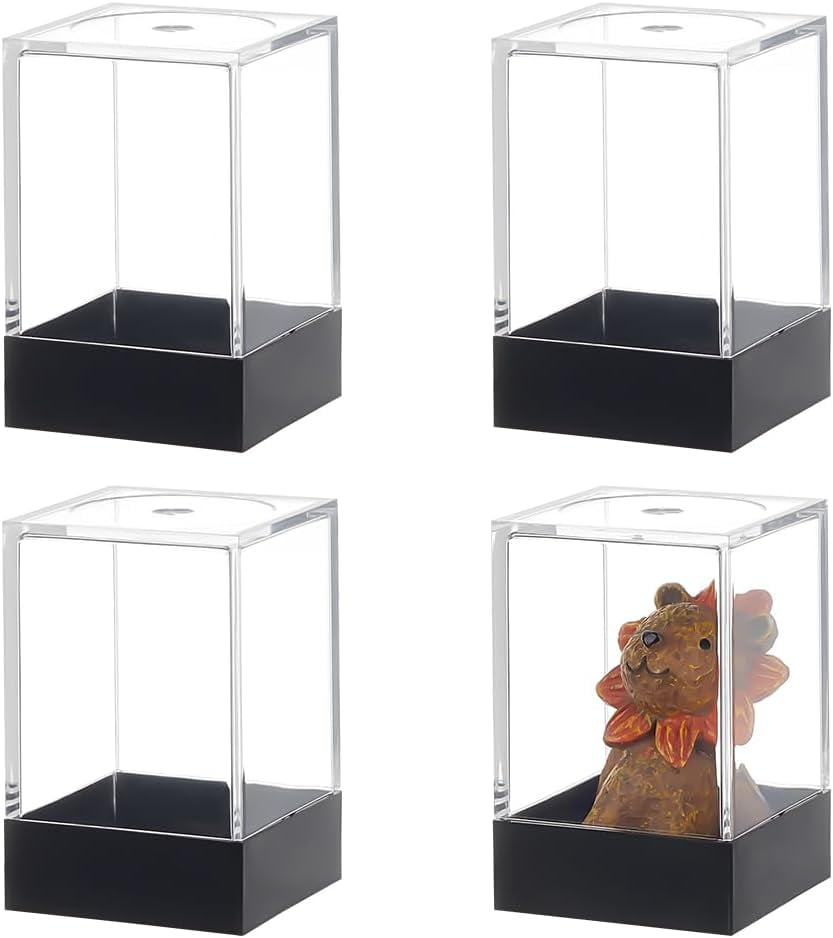 4 Pcs Small Rectangle Plastic Collectibles Case 1.5x1.5x2.7inch Black ...