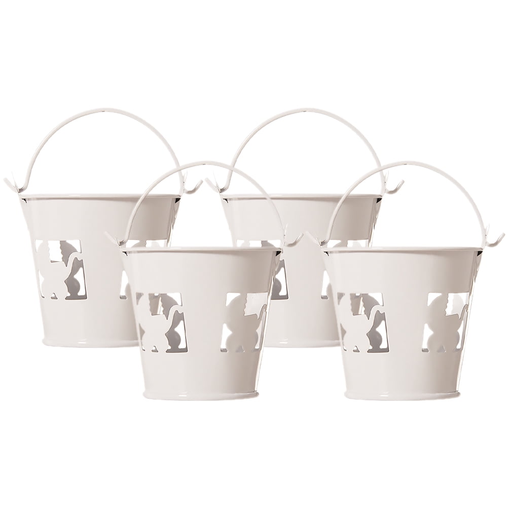 4 Pcs Small Tin Candy Box Mini Hollow Buckets Wedding Tinplate Dessert ...