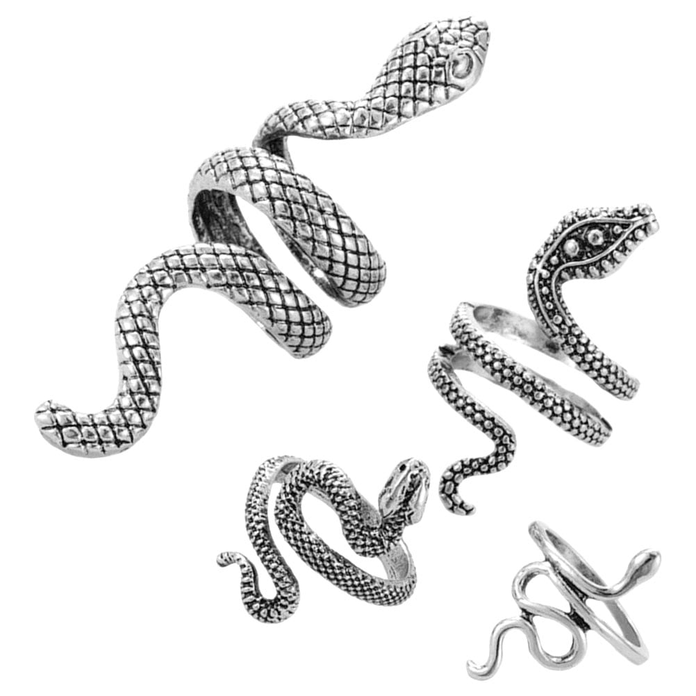 4 Pcs Snake Print Ring Animal Rings Jewelry for Women Gothic Aesthetic Jewlery Mens Miss Man ...