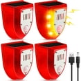 4 Pcs Solar Alarm Motion Detector with Sound Outdoor Motion Sensor ...