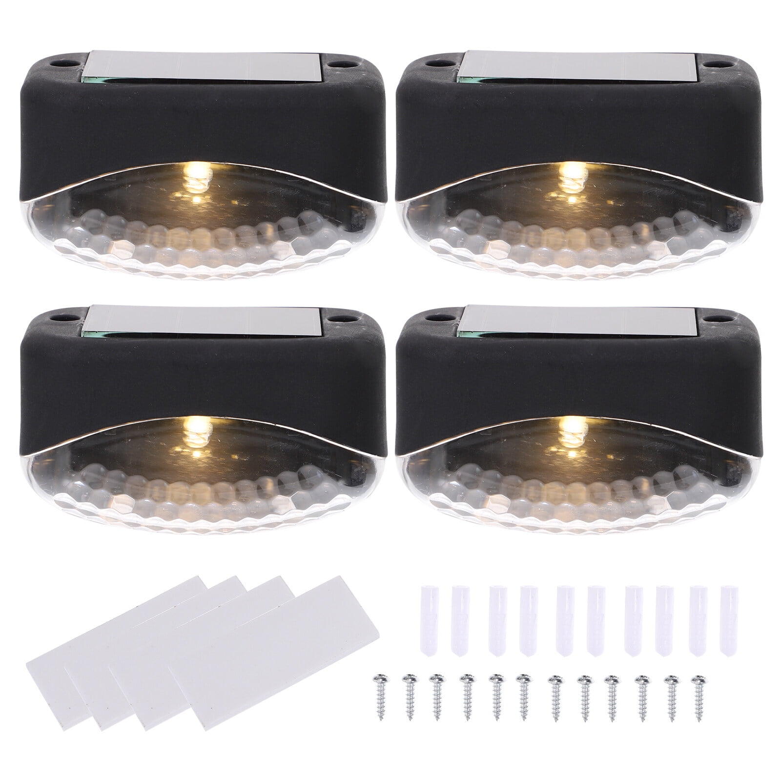 4 Pcs Solar Step Light Double Sided Sticky Tape 2 Fence Stair Lights ...