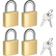 4 Pcs Solid Brass Padlock and Key,Small shackle lock,Heavy-Duty ...
