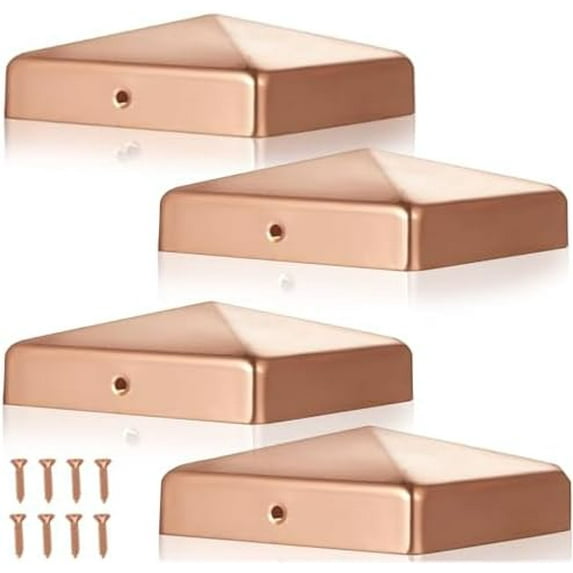 4 Pcs Solid Copper Fence Post Caps 6x6 (Actual 5.5x5.5'')|99.99% Pure ...
