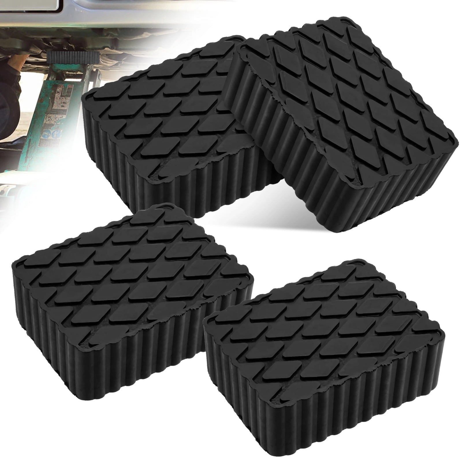 4 Pcs Solid Rubber Auto Lift Pads, Heavy Duty Rubber Lift Blocks, Anti ...