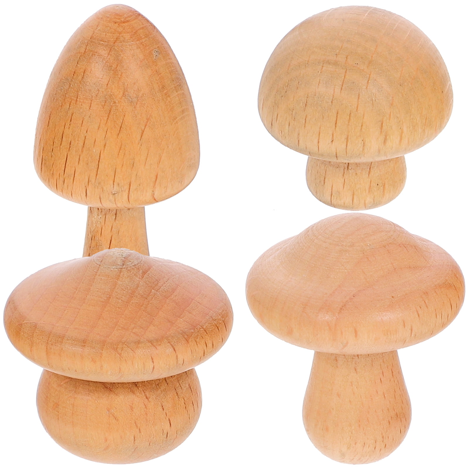 4 Pcs Solid Wood Mushroom Hook Wooden Hooks Wall Kitchen Coat Home ...