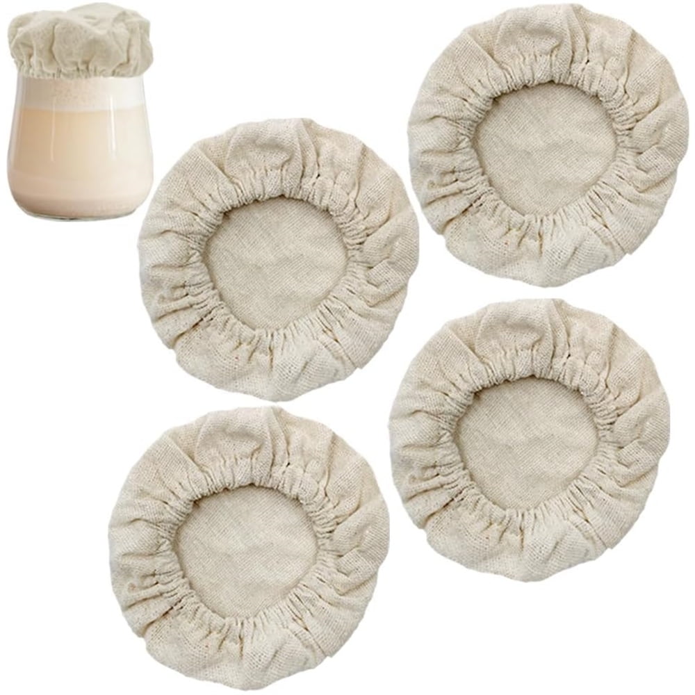 4 Pcs Sourdough Jar Cover,Round Elastic Cloth Covers,Breathable ...