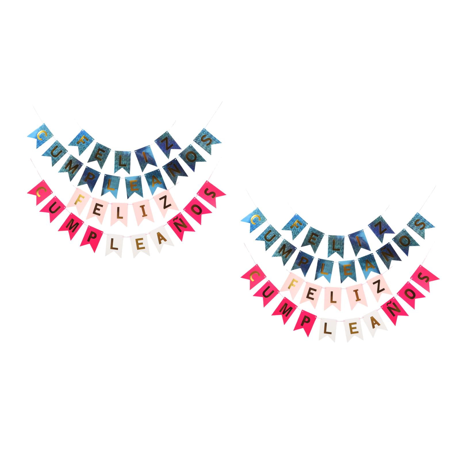 4 Pcs Spanish Letter Birthday Party Buntings Birthday Paper Banners ...