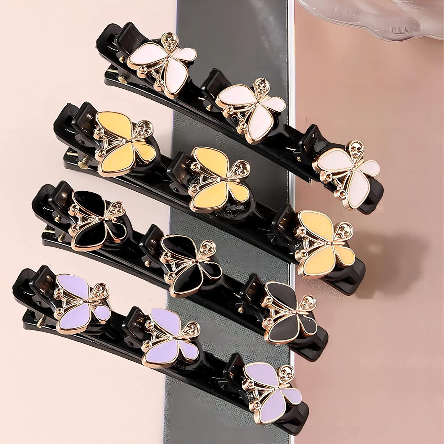 4 Pcs Sparkling Crystal Stone Braided Hair Clips, Satin Fabric Hair ...