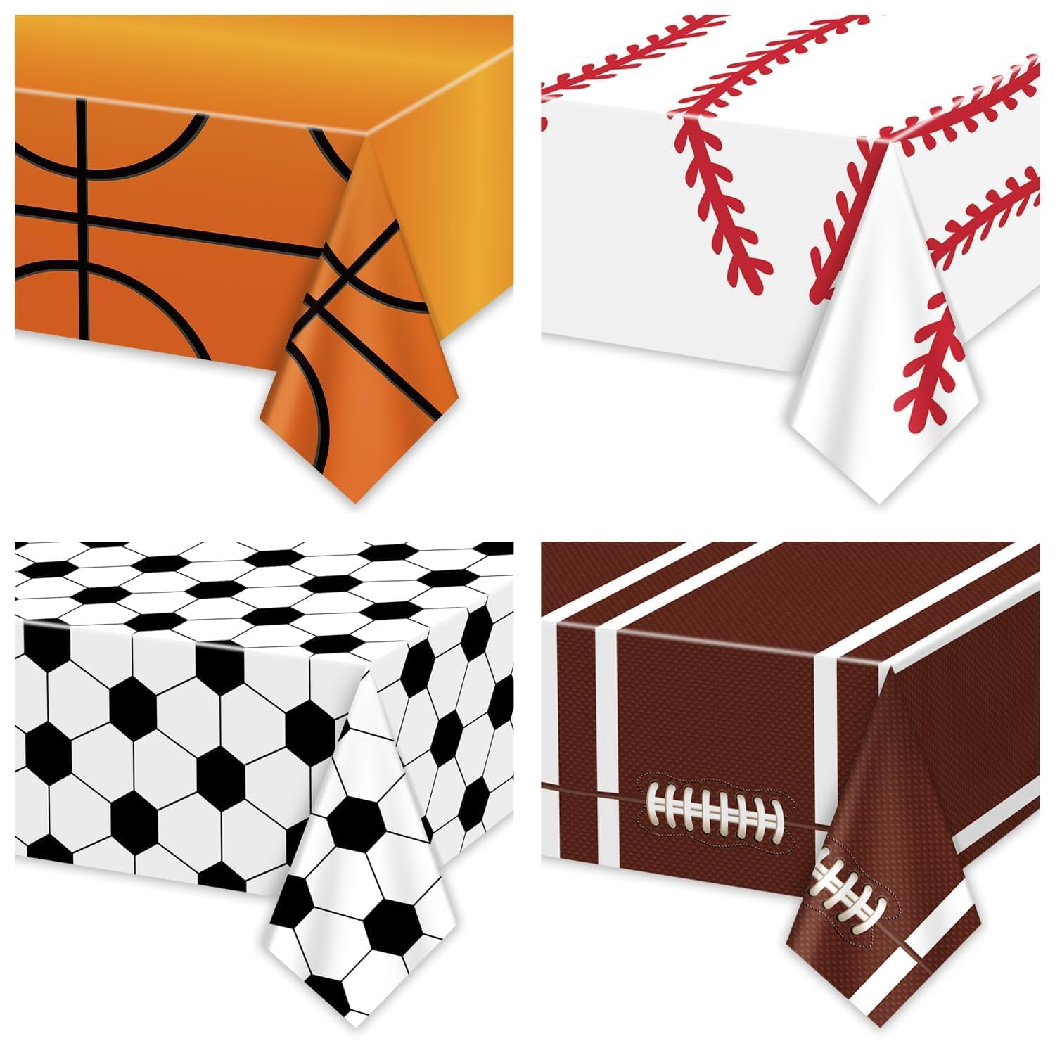 4 Pcs Sports Party Tablecloths Soccer Baseball Basketball Football ...