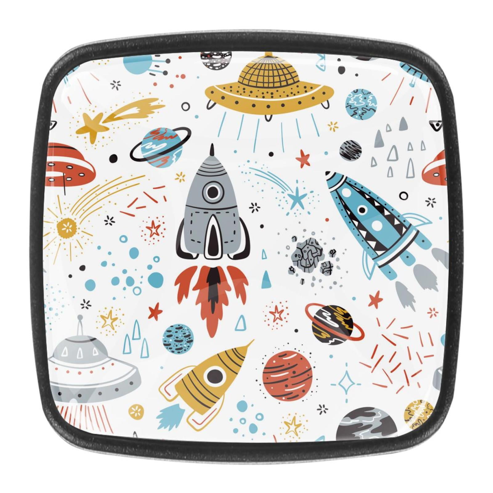 4 Pcs Square Cabinet Handle Cupboard Knob Drawer Pulls Handle Rocket ...