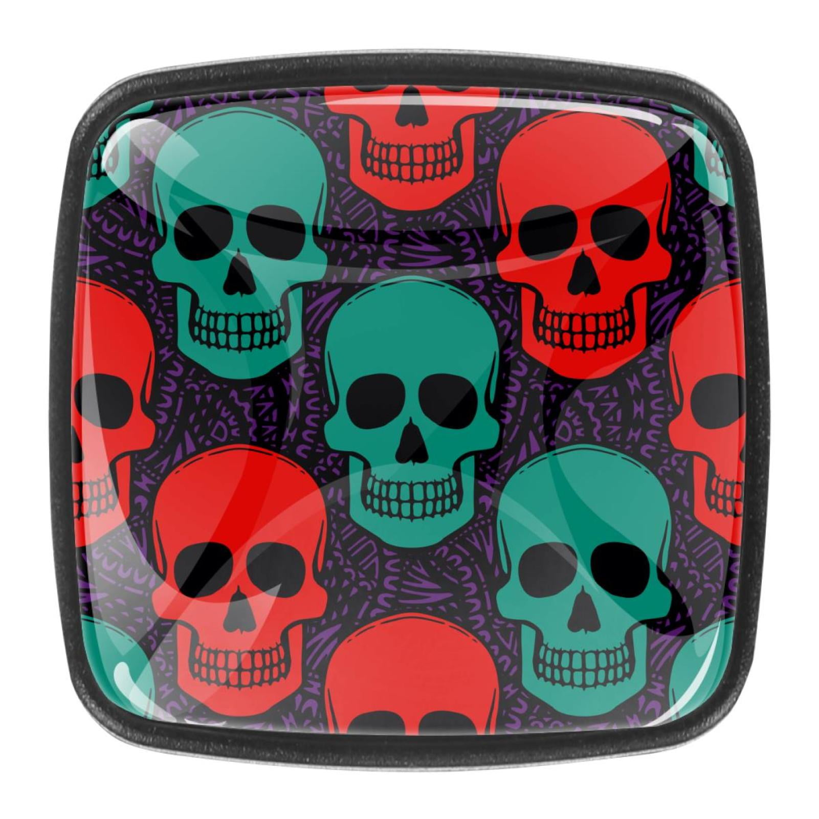 4 Pcs Square Cabinet Handle Cupboard Knob Drawer Pulls Handle Skull ...