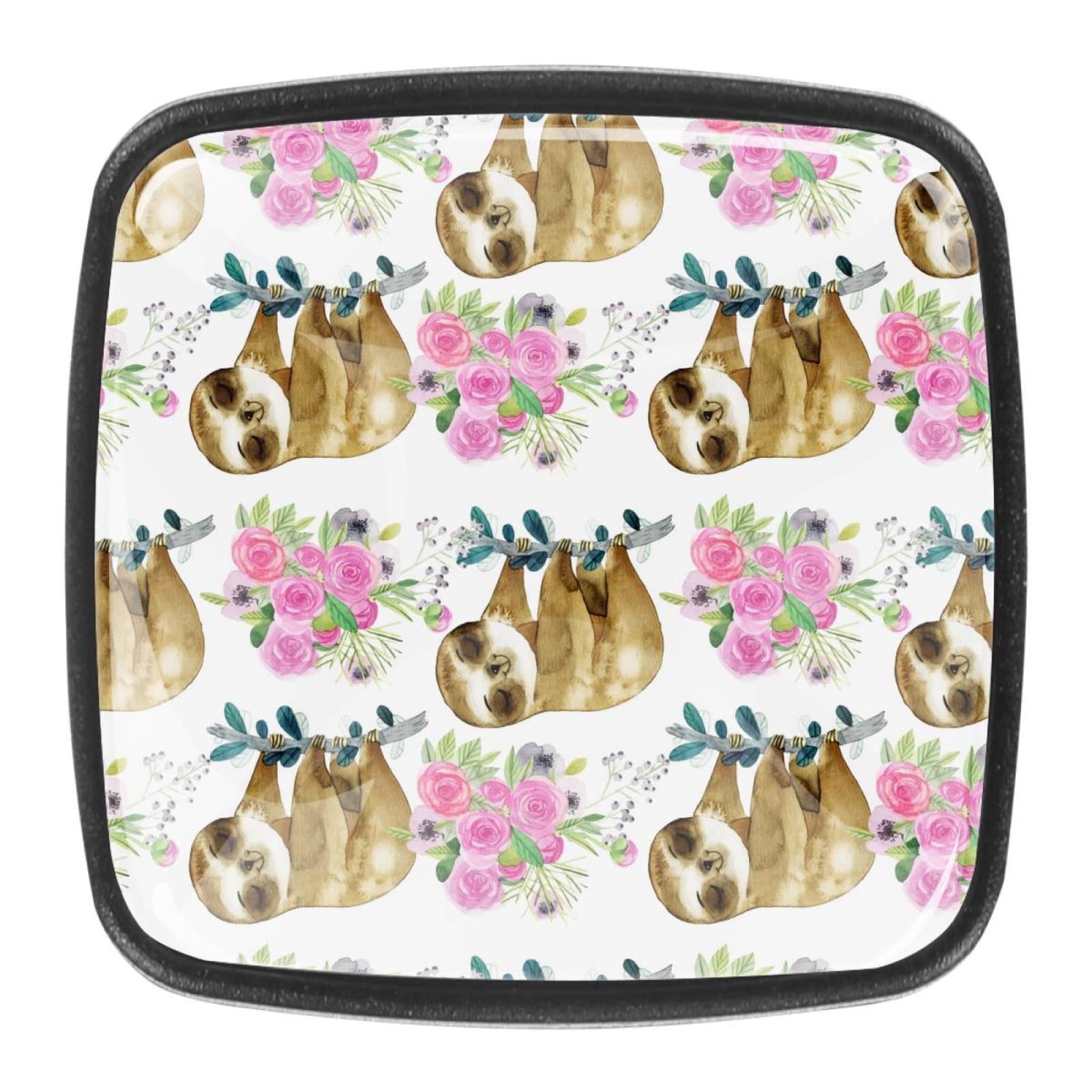 4 Pcs Square Cabinet Handle Cupboard Knob Drawer Pulls Handle Sloth ...