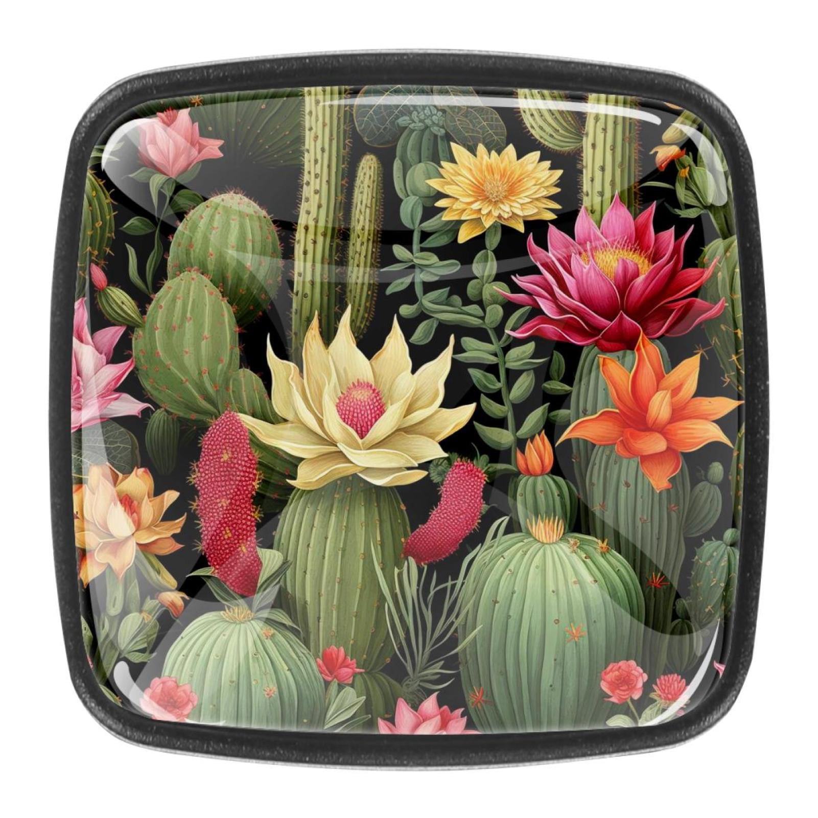 4 Pcs Square Cabinet Handle Drawer Pulls Cactus Knobs with Screws ...