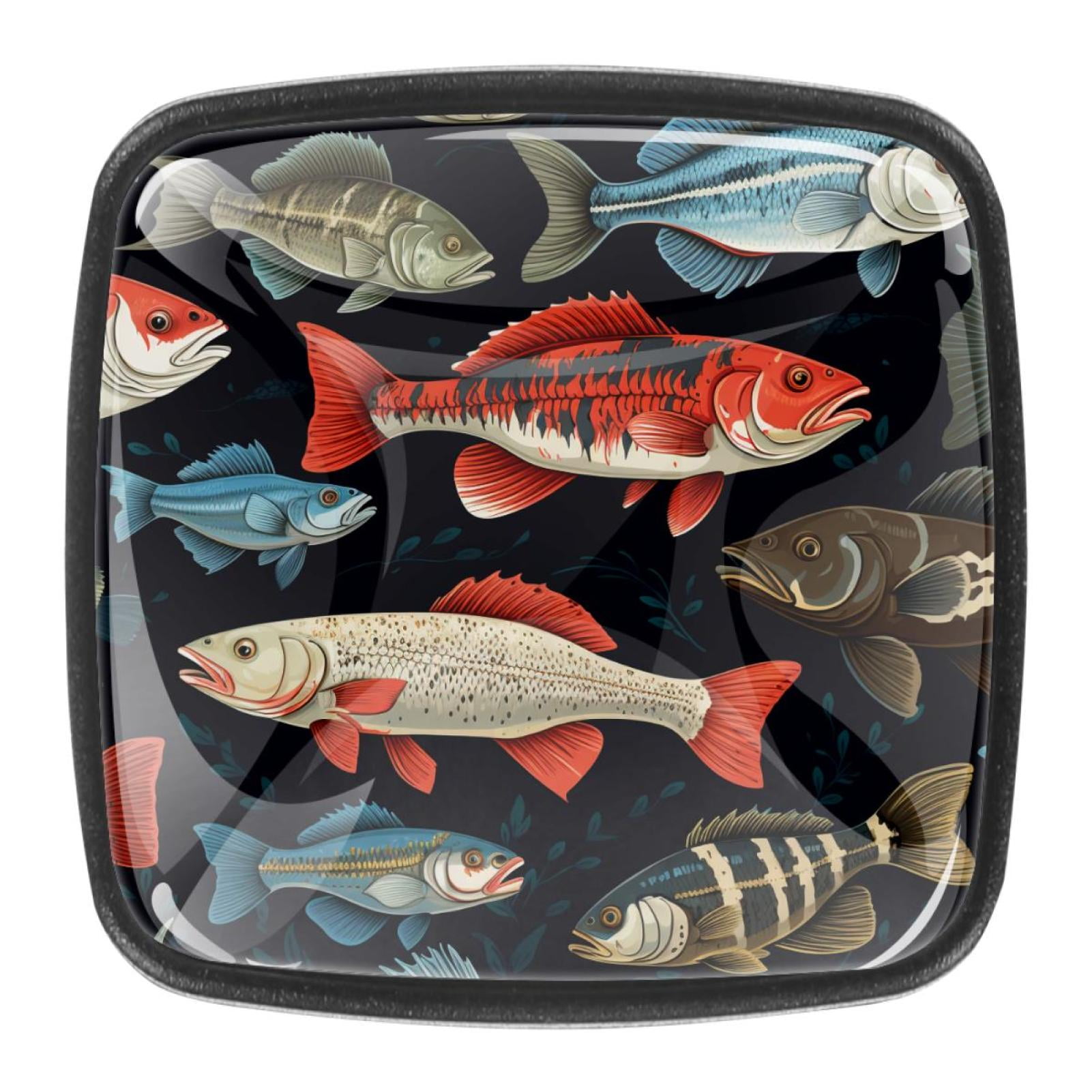 4 Pcs Square Cabinet Handle Drawer Pulls Fish Knobs with Screws ...