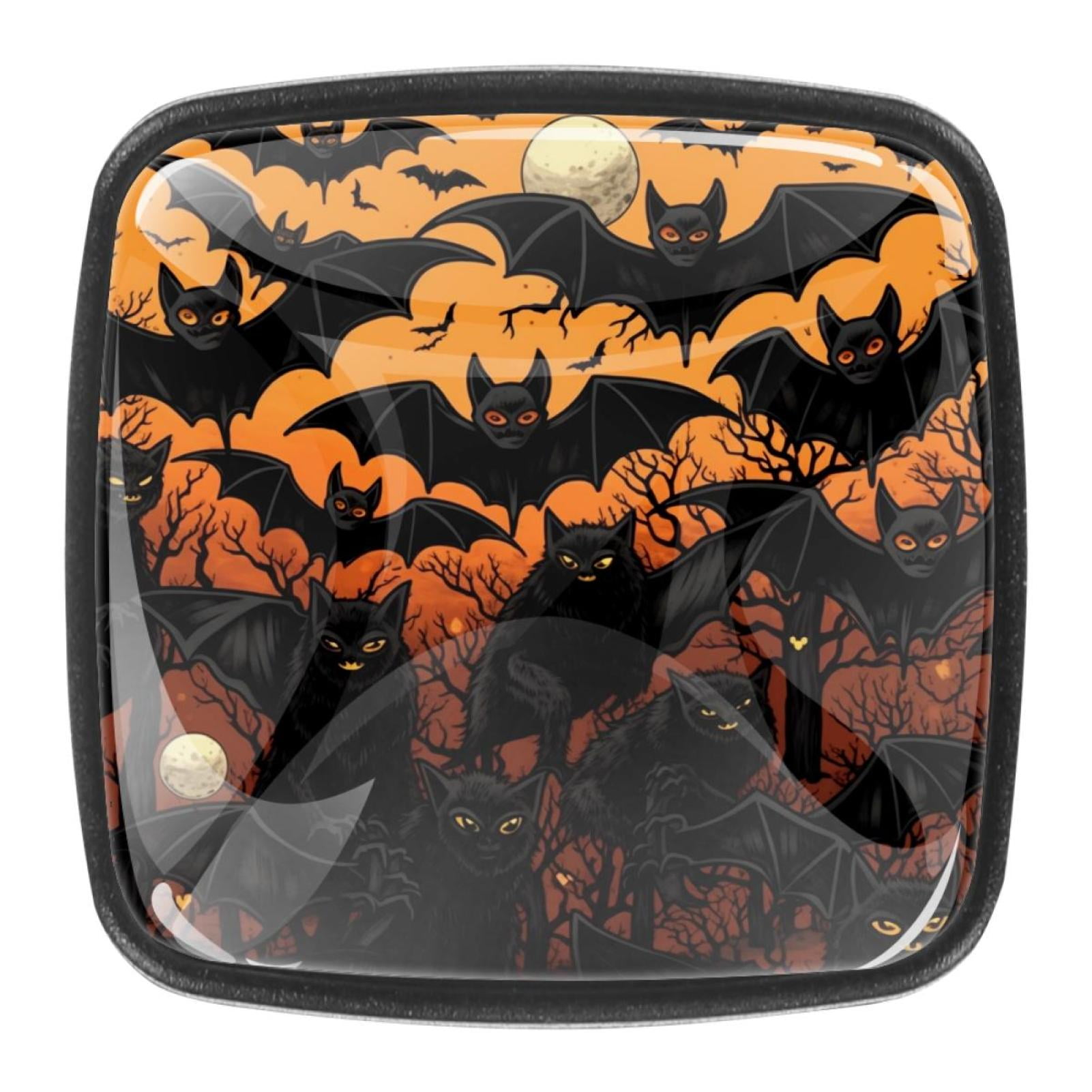 4 Pcs Square Cabinet Handle Drawer Pulls Halloween Bat Knobs with ...
