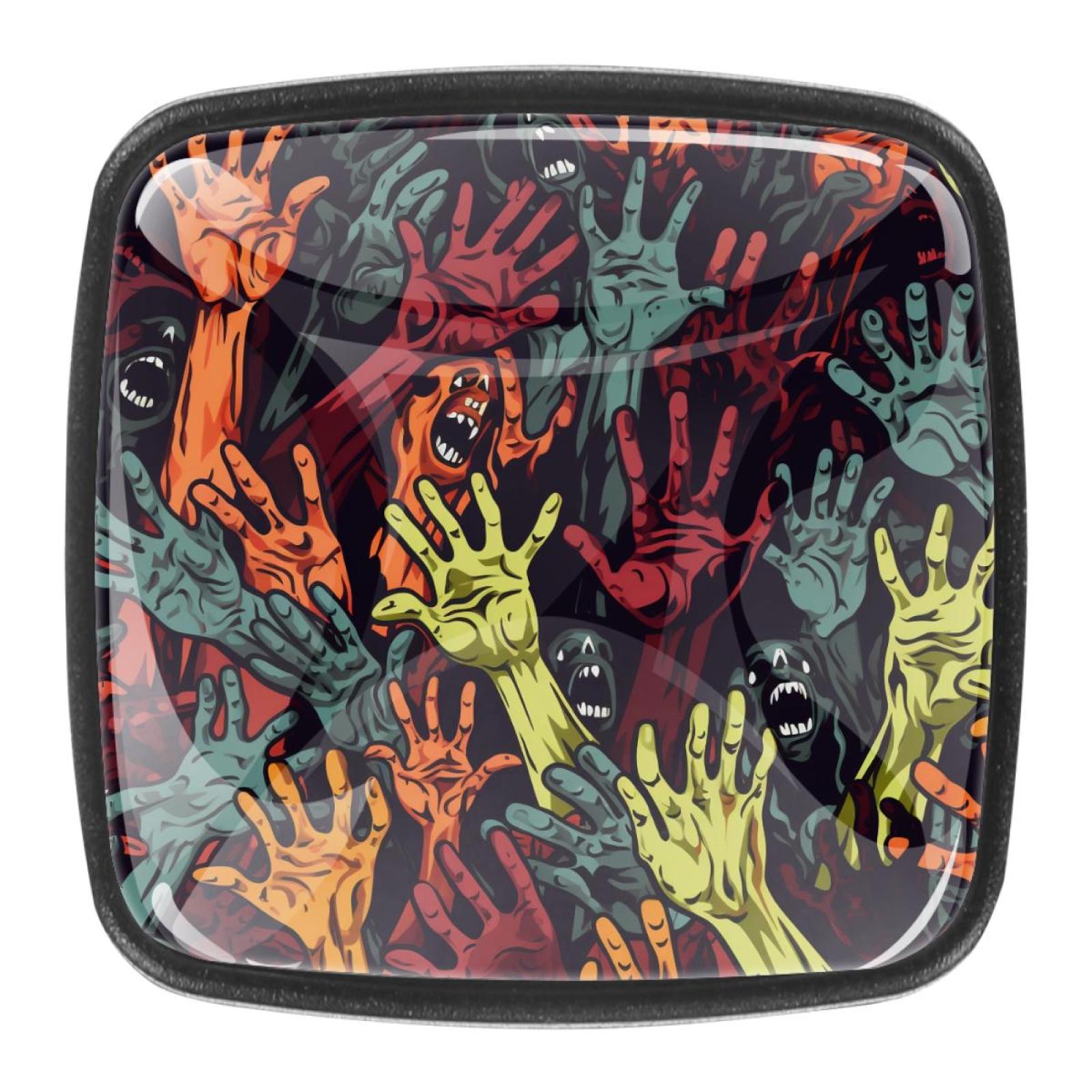 4 Pcs Square Cabinet Handle Drawer Pulls Halloween Scary Hands Knobs ...