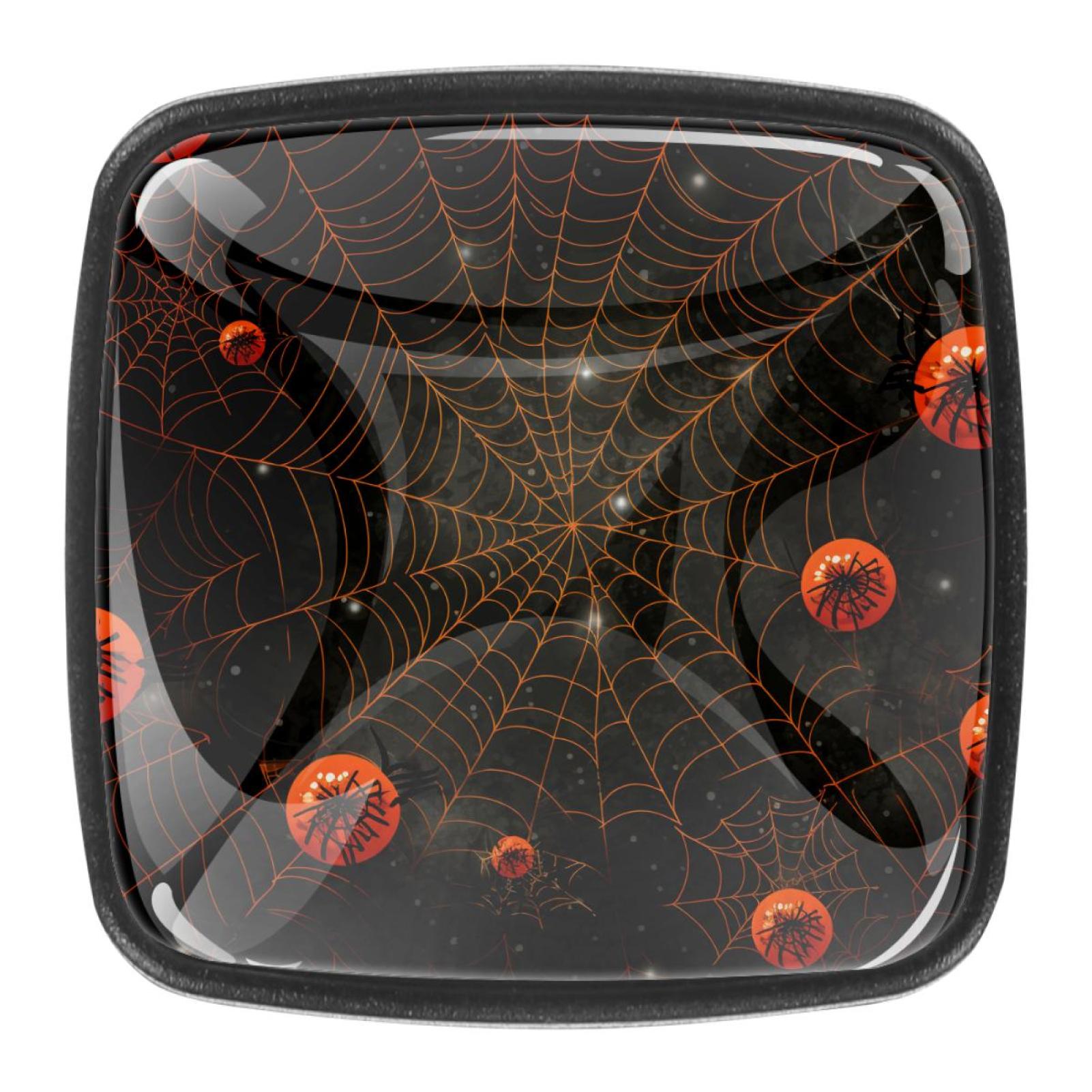 4 Pcs Square Cabinet Handle Drawer Pulls Halloween Spider Web Knobs ...