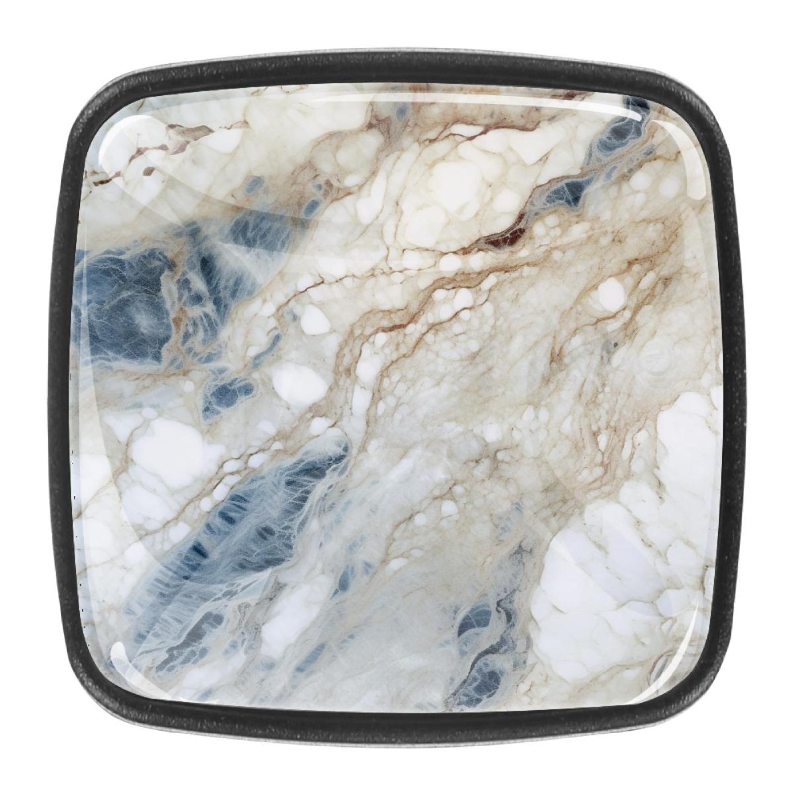 4 Pcs Square Cabinet Handle Drawer Pulls Marble Texture Knobs with ...