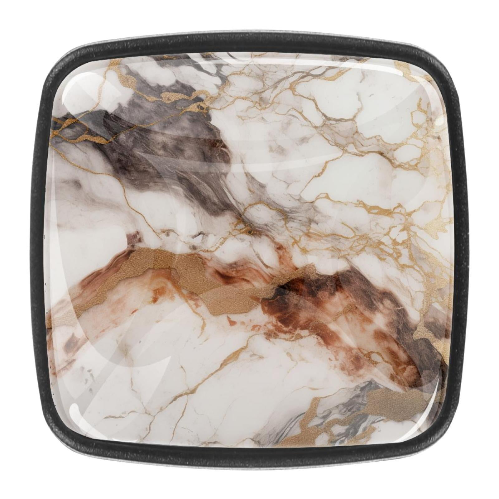 4 Pcs Square Cabinet Handle Drawer Pulls Marble Texture Knobs with ...