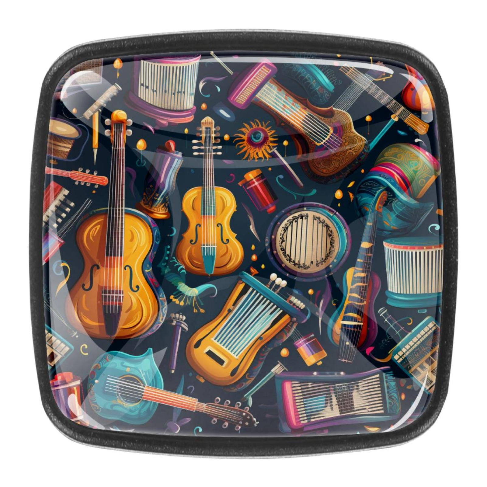 4 Pcs Square Cabinet Handle Drawer Pulls Musical Instrument Knobs with ...