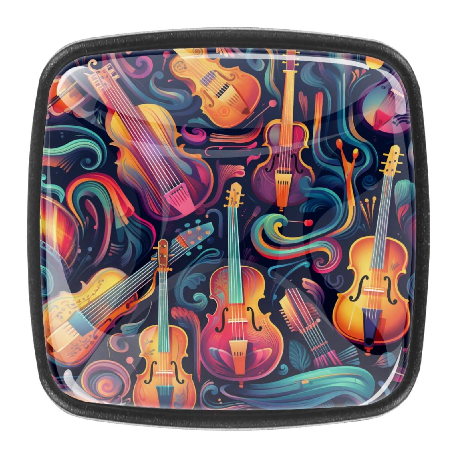 4 Pcs Square Cabinet Handle Drawer Pulls Musical Instrument Knobs with ...