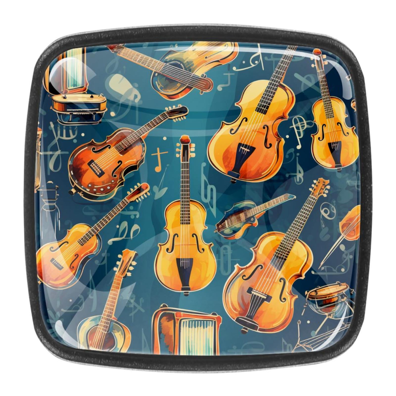 4 Pcs Square Cabinet Handle Drawer Pulls Musical Instrument Knobs with ...