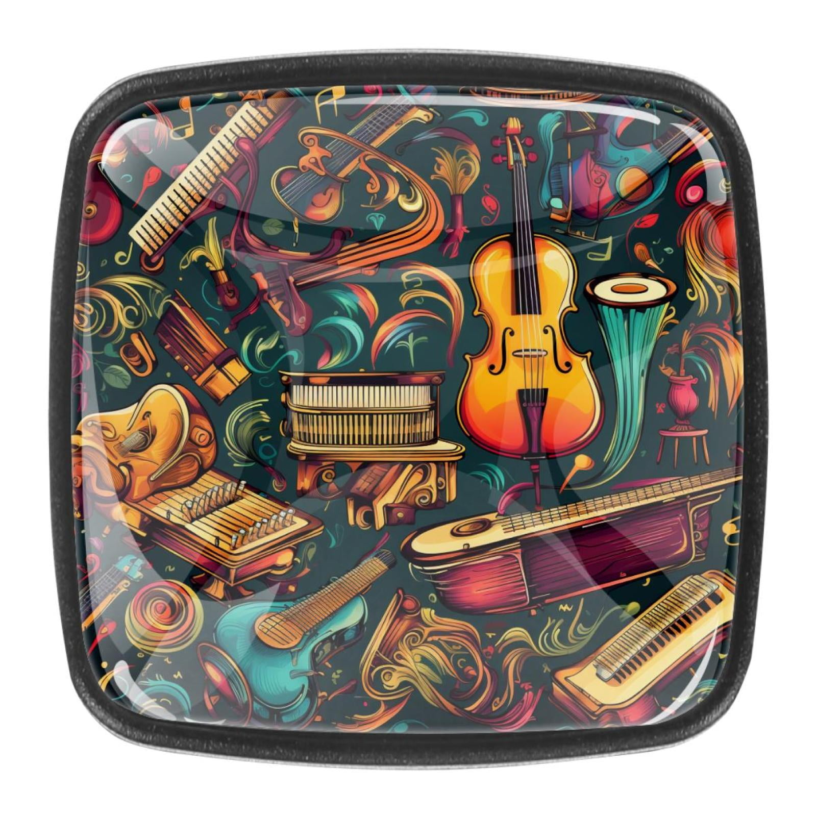 4 Pcs Square Cabinet Handle Drawer Pulls Musical Instrument Knobs with ...