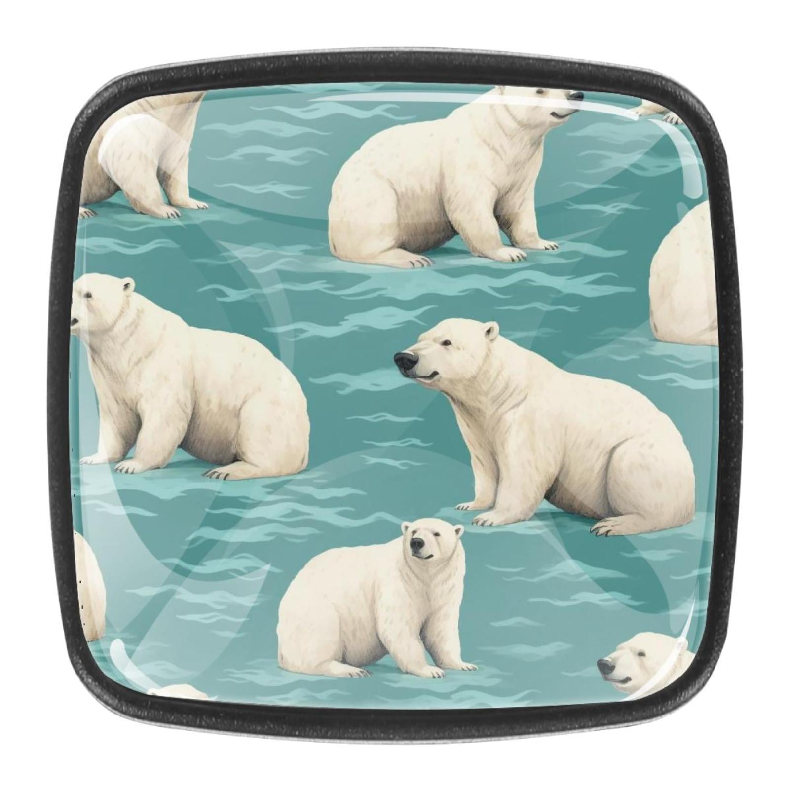 4 Pcs Square Cabinet Handle Drawer Pulls Polar Bear Knobs with Screws ...