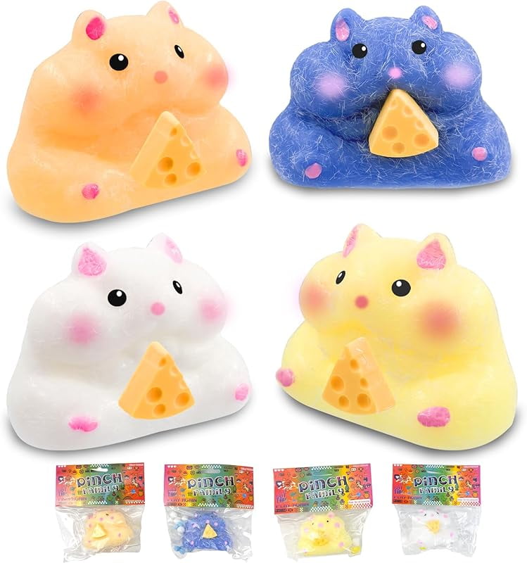 4 Pcs Squishy Hamster | Ultra-Soft TPR Sensory Squishy Fidget Toys for ...