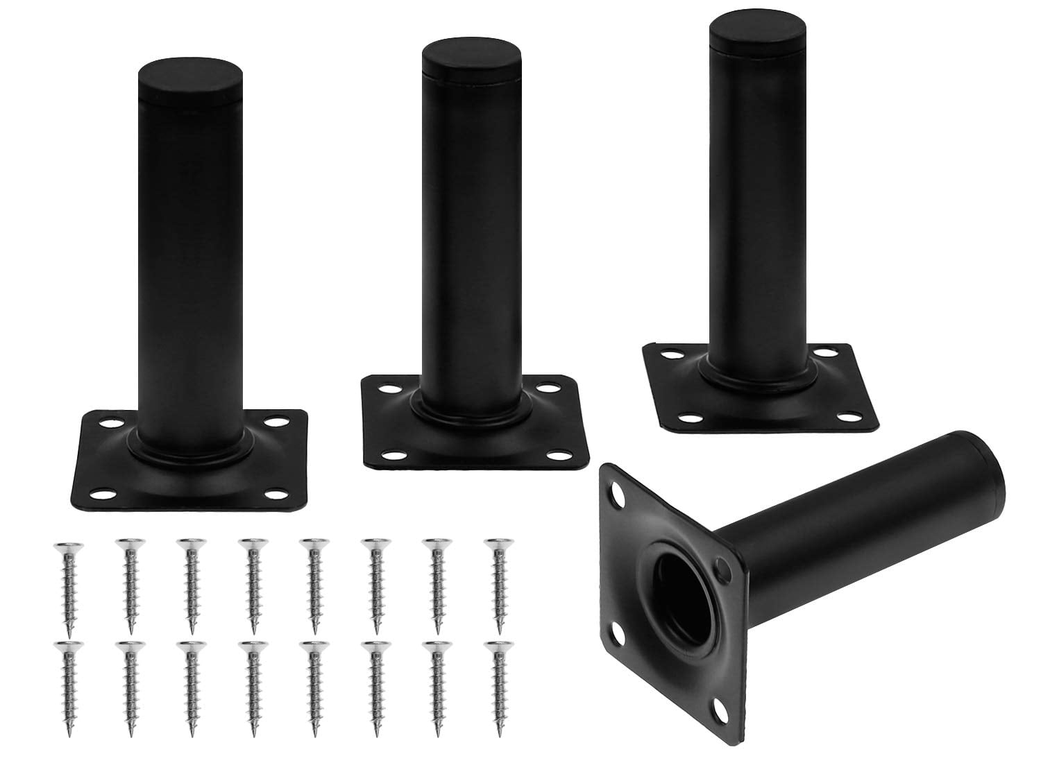 4 Pcs Stable Furniture Legs 5 Inch Black Metal Support Feet Heavy Duty ...