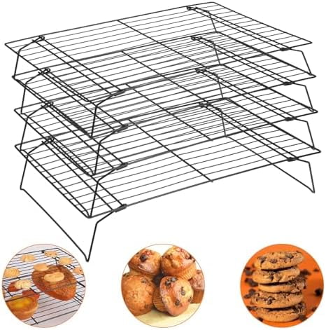 4 Pcs Stackable Cooling Racks, Heavy Duty Iron Wire Baking Rack Set, 15 ...