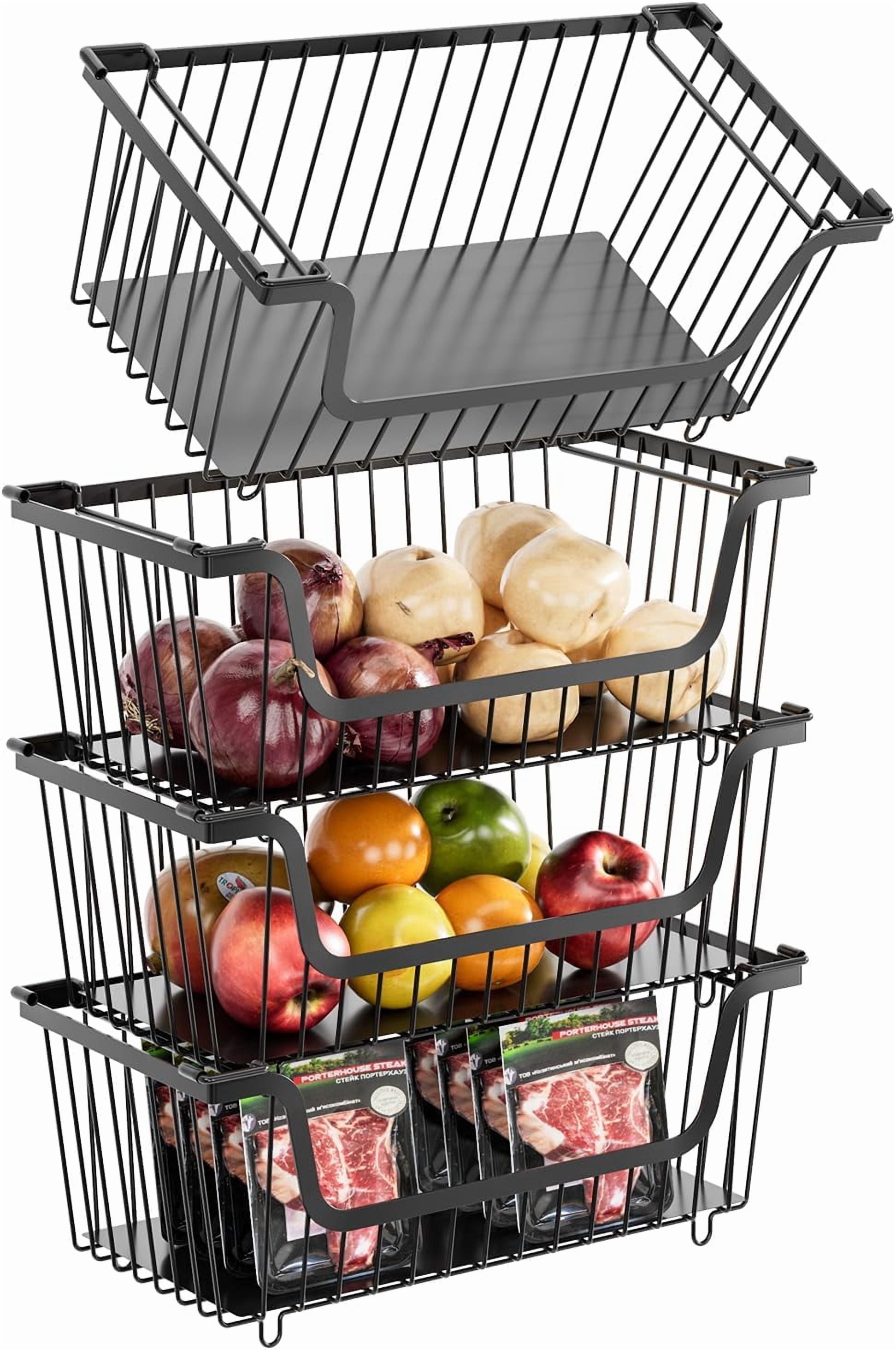 4 Pcs Stackable Wire Baskets for Pantry Organizers and Storage ...