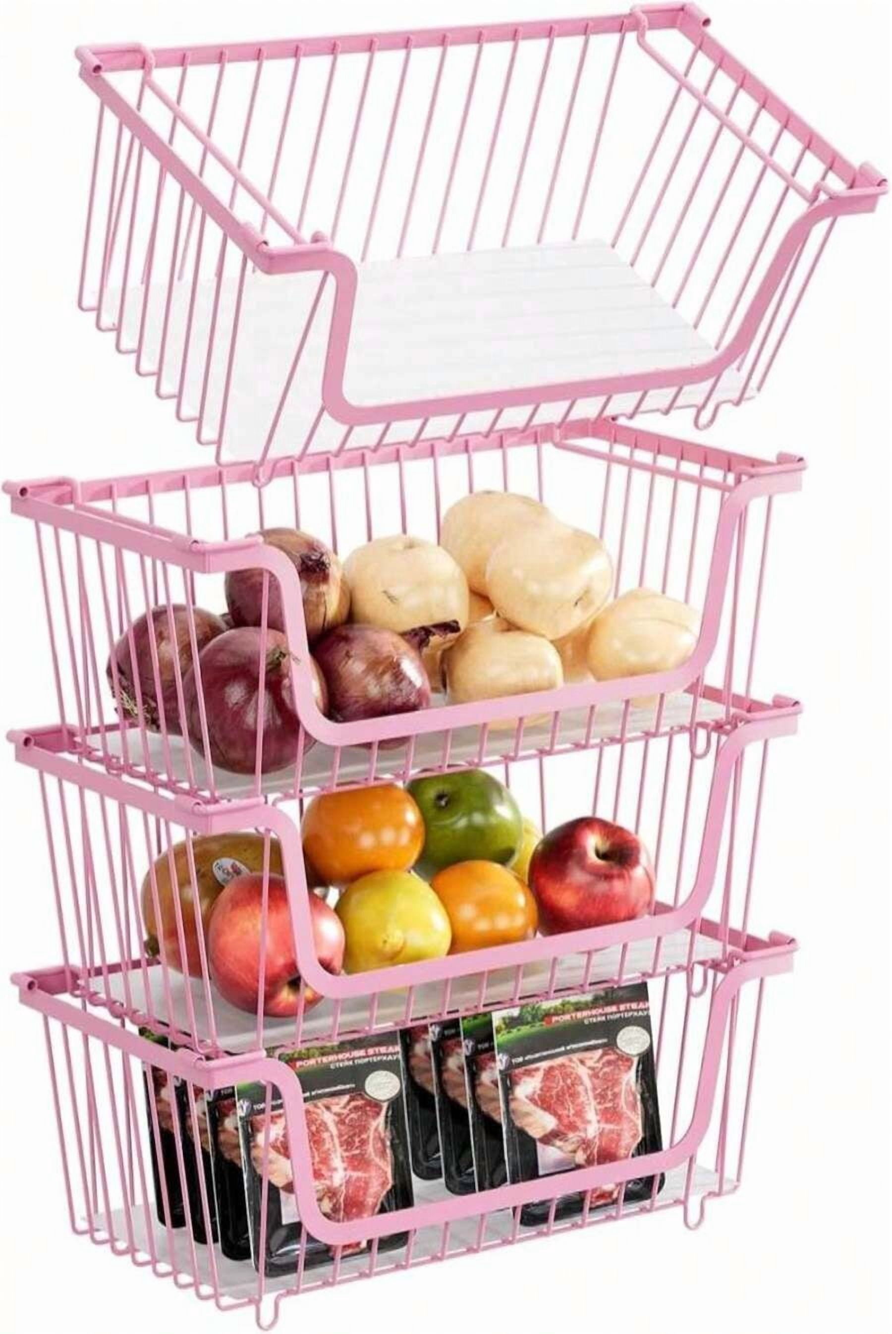 4 Pcs Stackable Wire Baskets For Pantry Organizers And Storage ...