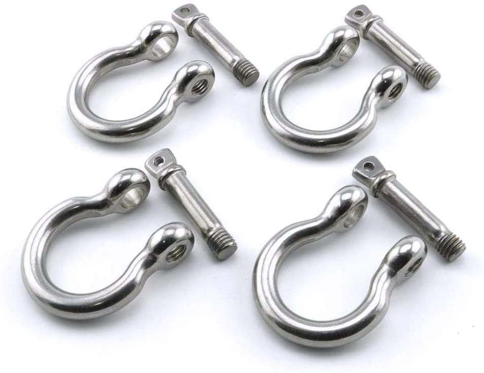 4 Pcs Stainless Steel Anchor Shackle 1/4", Heavy Duty Bow Shackle ...