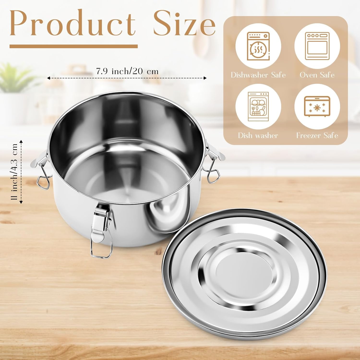 4 Pcs Stainless Steel Bento Box 101 oz Reusable 304 Stainless Steel ...