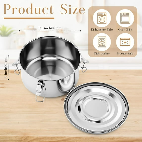 4 Pcs Stainless Steel Bento Box 74 oz Reusable 304 Stainless Steel Food ...