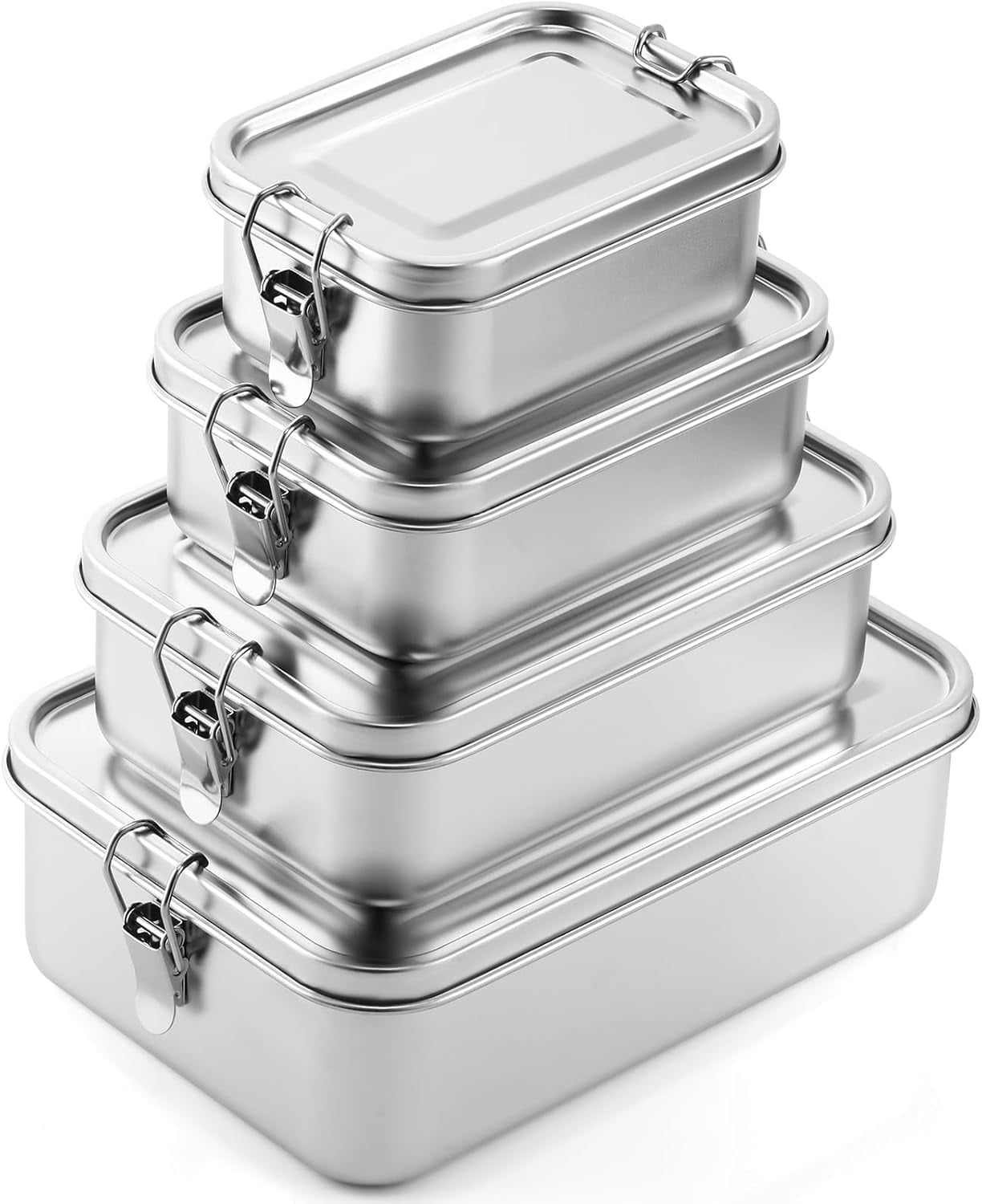 4 Pcs Stainless Steel Bento Box Metal Lunch Box Food Storage Containers ...
