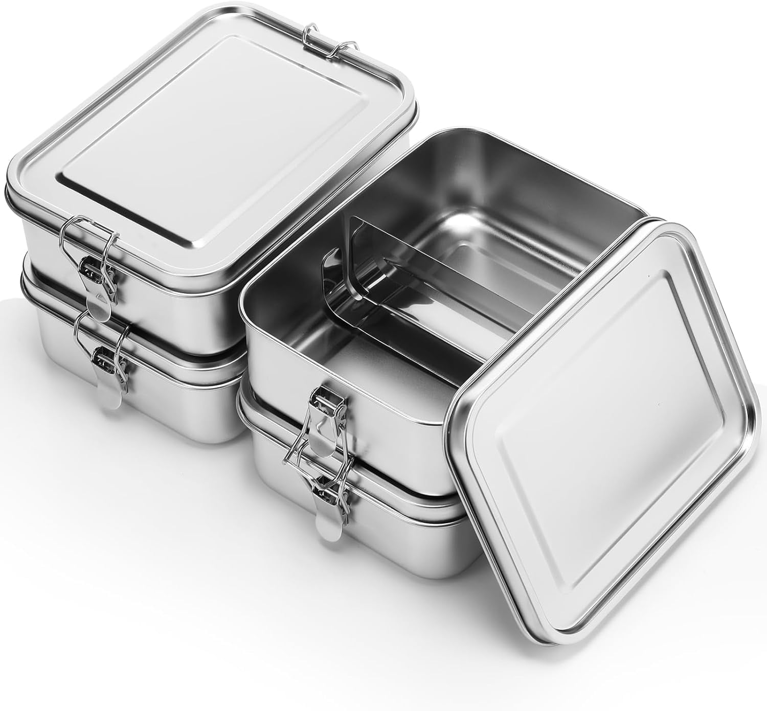 4 Pcs Stainless Steel Bento Box Metal Lunch Box Food Storage Containers Metal Lunch Container ...